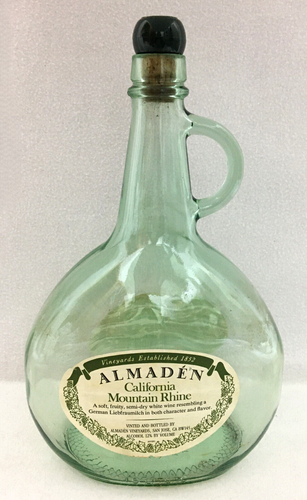 Almaden California Wine Bottle Green Glass Handle 1.5 Liter Mountain ...
