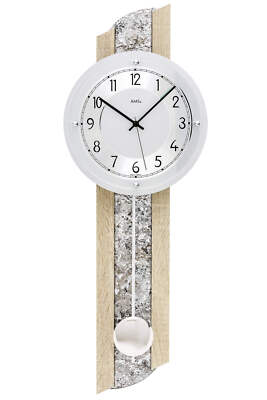 AMS -Pendeluhr Sonoma Metallic Funk Quarz 68cm- 5325 Moderne Wanduhr ...