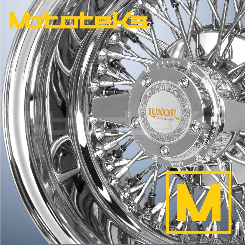 14X7 LUXOR WIRE WHEELS 14X6 72 CROSS REV STAGGERED CHROME RIMS WHEEL ...