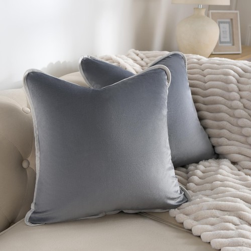 OHS Piped Edge Cushion Covers Matte Velvet Soft Luxury 2/4 Square ...