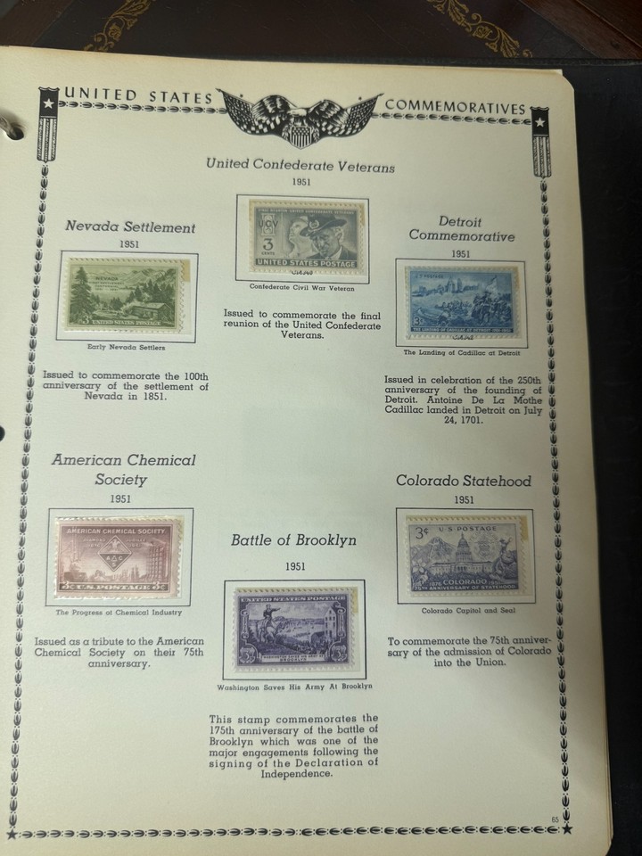 Vintage U.S. Commemorative Stamp Album 1909–1951 | Mint Hinged, Famous ...
