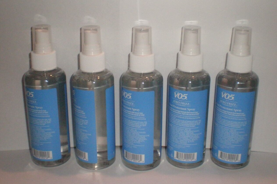(5) VO5 HEAT HAIR PROTECTANT SPRAY ZERO FRIZZ WITH BIOTIN 5 FL OZ EACH ...