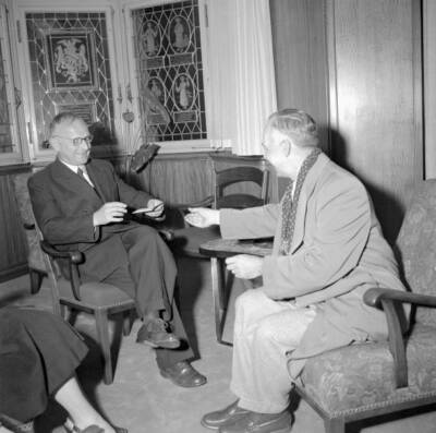 Mayor Emil Landolt with Pat Candido, American journalist 1953 Old Photo ...