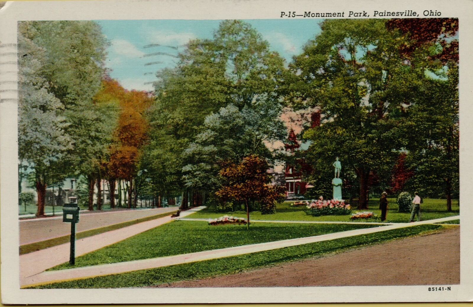 1947 Landscape Street View Monument Park Painesville OH Postcard B49 | eBay