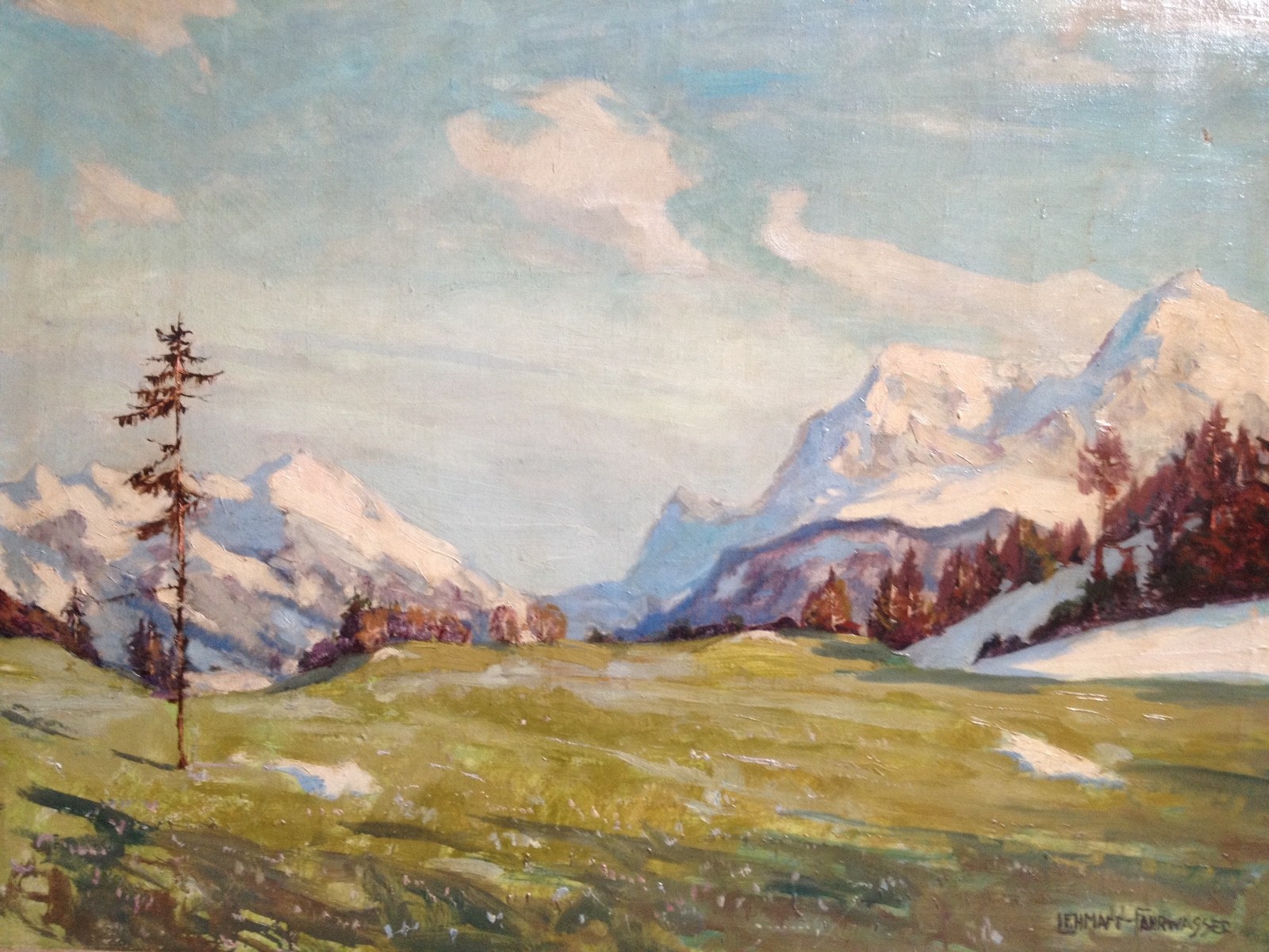 ::GEORG LEHMANN-FAHRWASSER *1887 BERLIN GROßES ÖLGEMÄLDE ALPEN ...