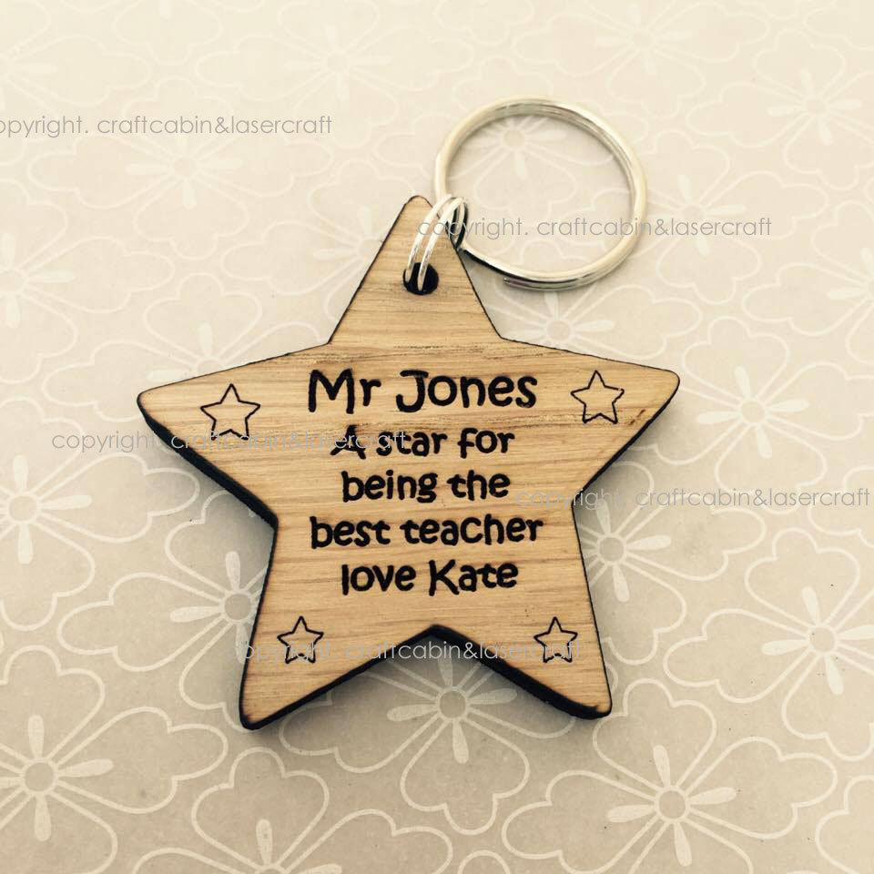 Beautiful Personalised Teacher Key Ring Gift. Apple, Ruler, Star,etc ...