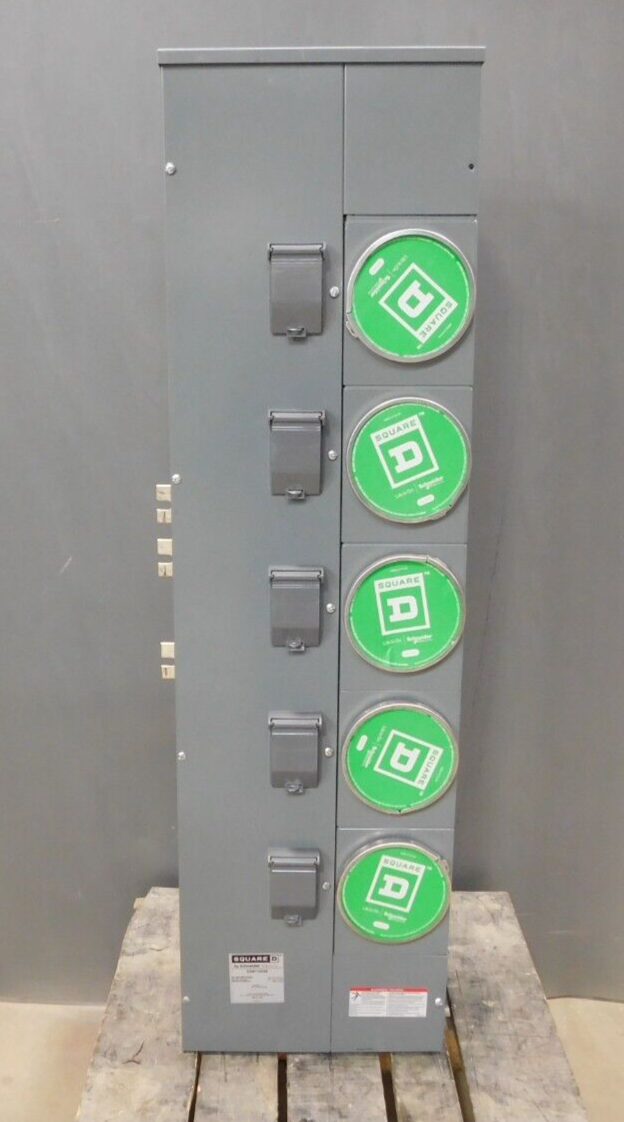 Square D 5-Gang EZ Meter Pak Stack 1200A / 225 Amp Branch Ring Type ...