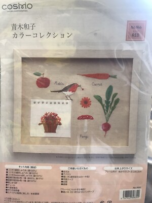 NEW Lecien Cosmo Color Collection Embroidery Kit 966 Red Robin Carrot ...