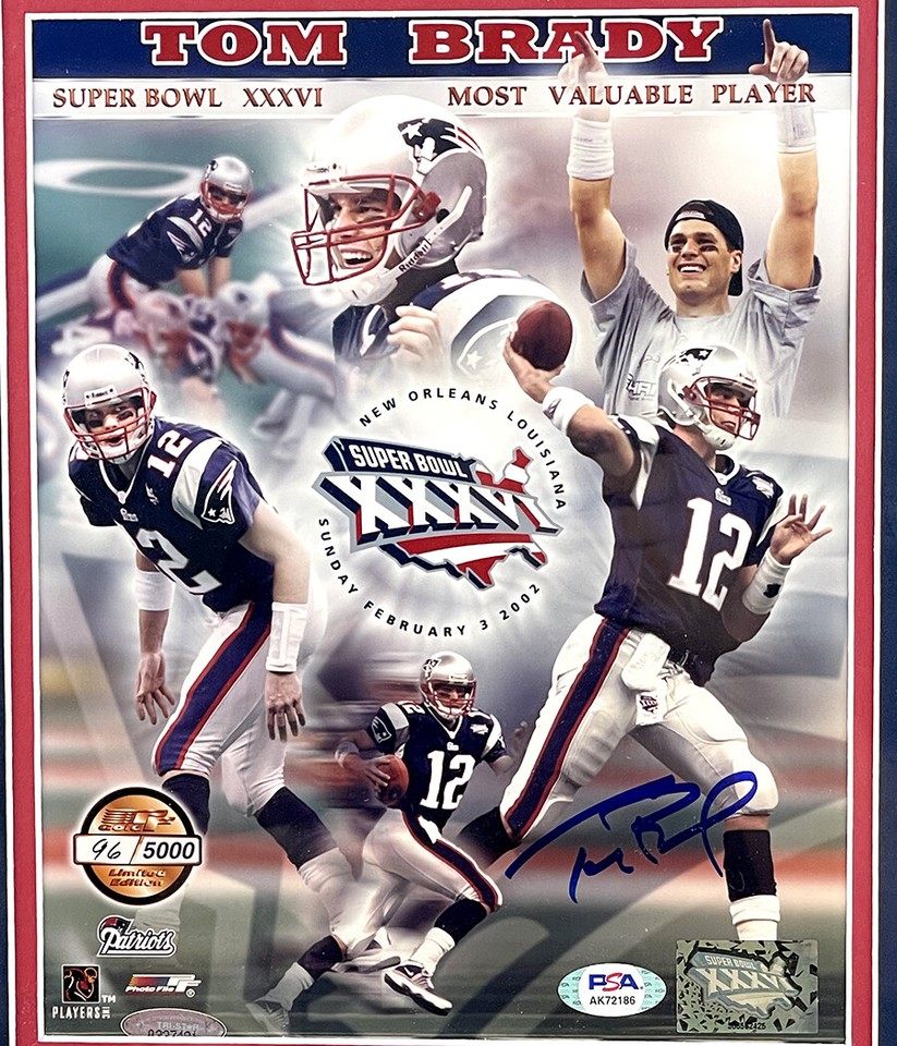 Tom Brady Signed New England Patriots Super Bowl XXXVI MVP 8x10 Photo ...