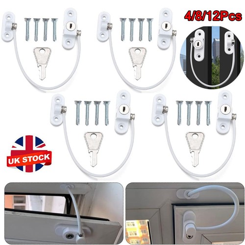 16x Window Door Cable Restrictor Security Key Lock Catch Wire Baby ...