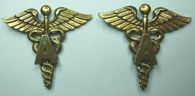 WW2 US Army Medical "A" Caduceus Pair - Administrative - Brown "A ...