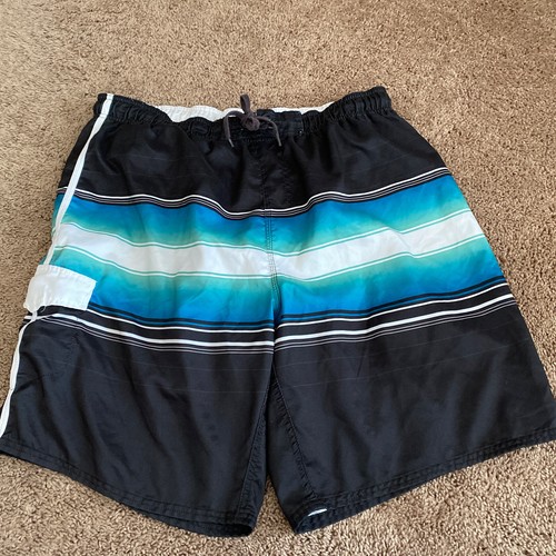 Men’s Size Large TRIANGLE Swim Trunks-Mesh Lined-Pockets-Black-Blue ...