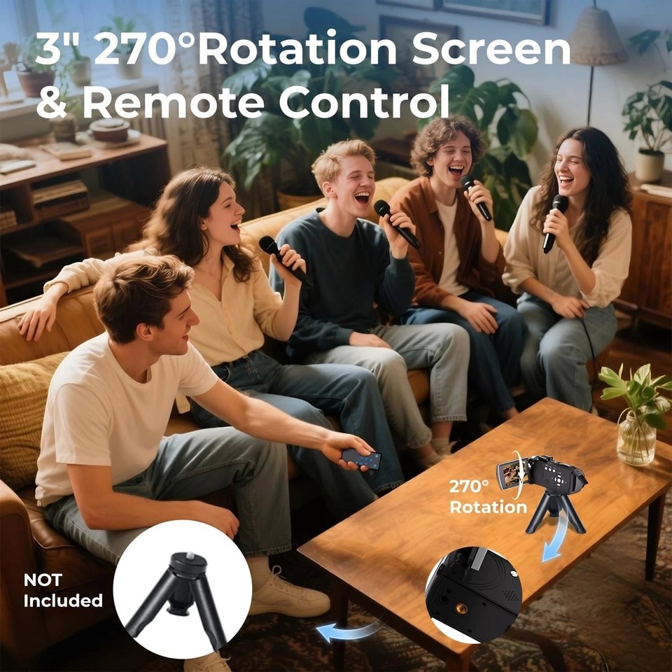 4K Camcorder Video Camera 64MP Vlogging Camera Youtube Video Recorder ...