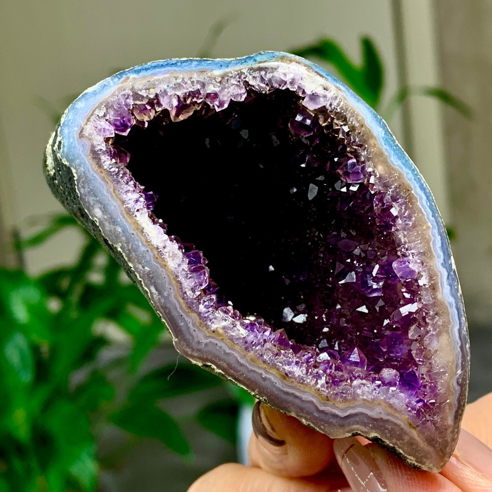 149G Natural agate Amethyst geode quartz cluster crystal specimen ...
