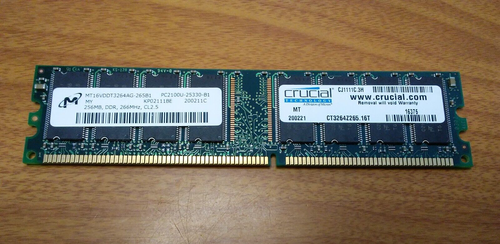 Crucial Technology 256MB DDR 266MHz CL2.5 PC2100U-25330-B1 Memory RAM ...