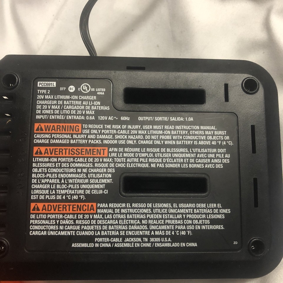 Porter Cable Battery Charger PCC691L 20V Max Lithium TESTED | eBay
