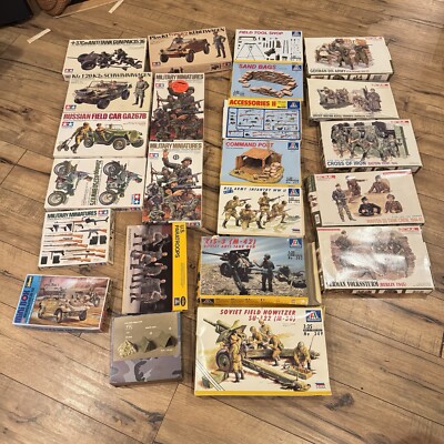 Lot (22) VTG WWII Military Model Builder Set Weapon Figure Tamiya ...
