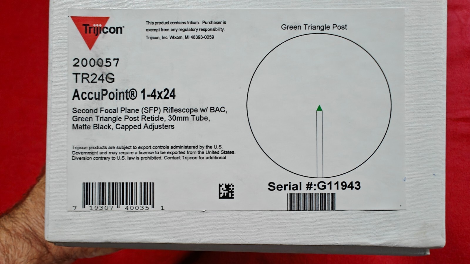 Trijicon AccuPoint 1-4x24 - Green Triangle Reticle - 30mm Tube | eBay