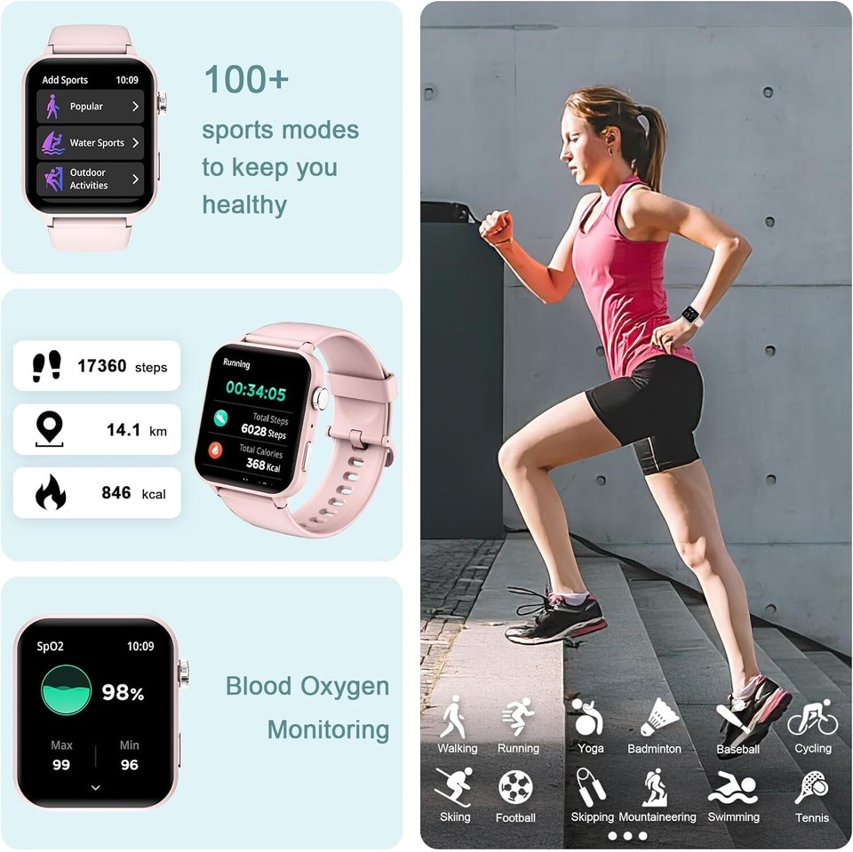 Smart Watch Men Women Fitness Tracker Heart Rate Watches for Android ...