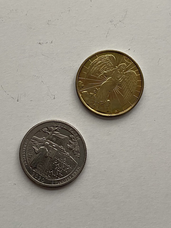 Angel In My Pocket Coin Gold Color Double Sided Guardian Angel Good ...