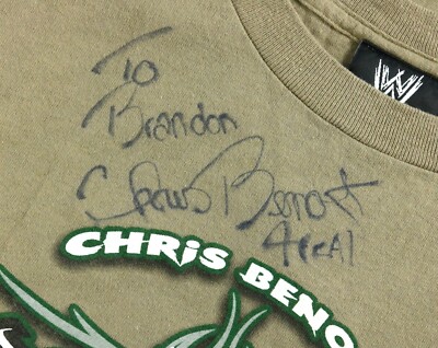 Chris Benoit ~ Signed Autographed Crippler Crossface "4real" WWE Shirt ...