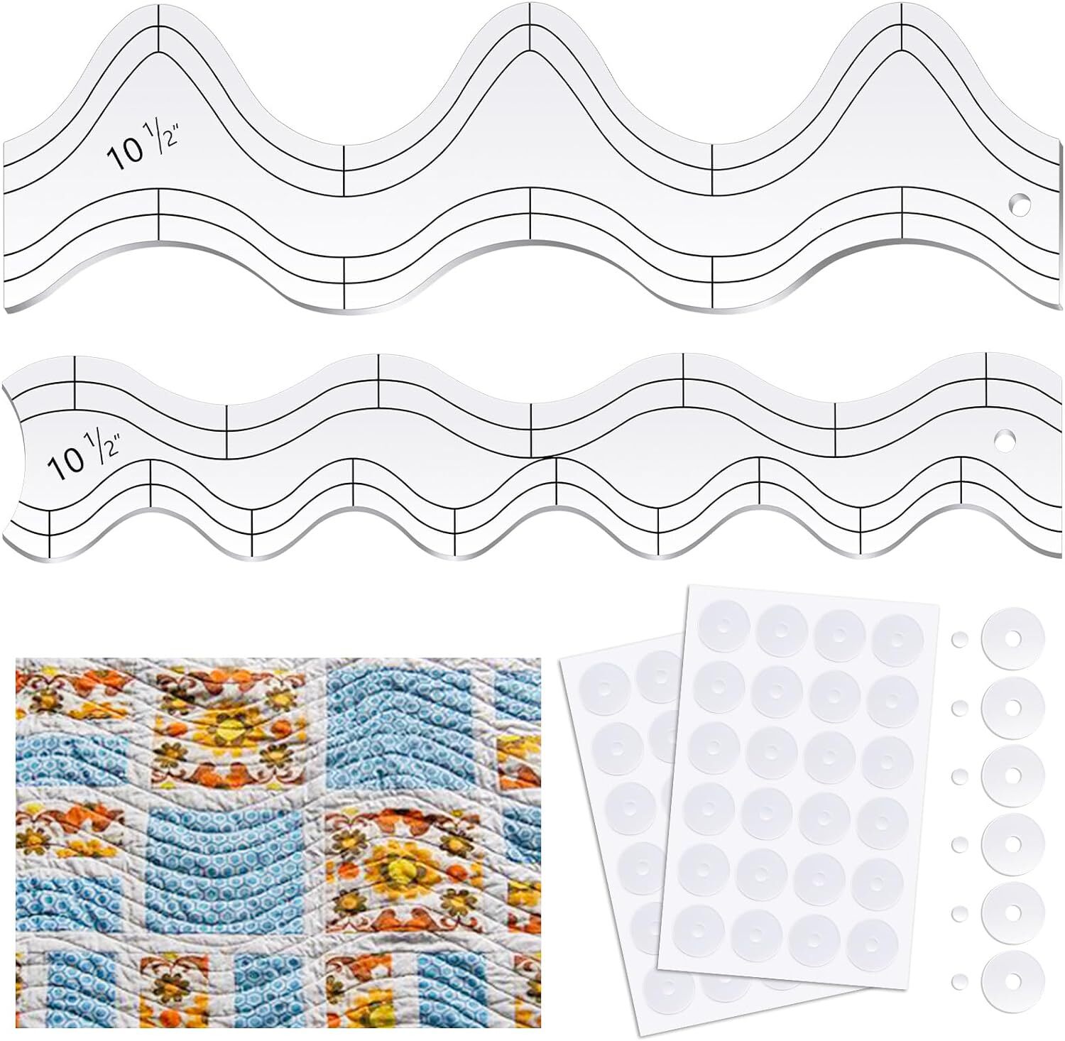 Kigley 2 Pcs Wave Edge Waves Ruler Acrylic Quilt Rulers for Quilting 0. ...