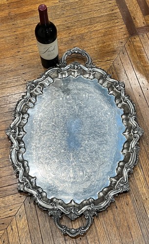 Vintage 4 Legged Sol Goldfeder Silver Plated Platter/Tray - VERY LARGE ...
