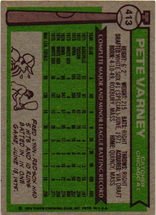 PETE VARNEY 1976 Topps #413 FREE SHIPPING B12R4S25P12 | eBay