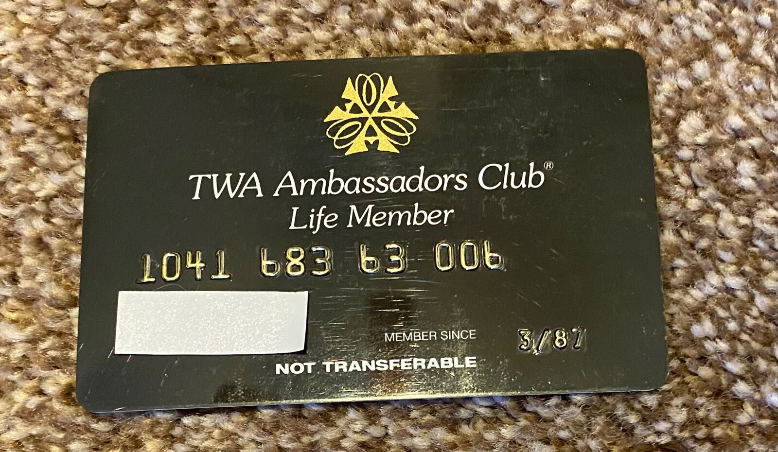 VINTAGE 1987 TWA TRANSWORLD AIRLINES AMBASSADORS CLUB BLACK LIFETIME ...