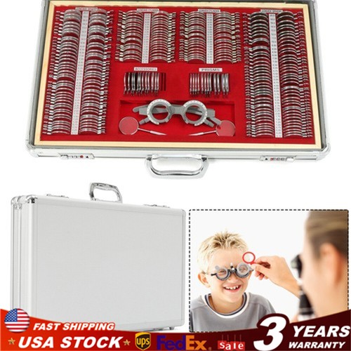 266Pcs Optical Trial Lens Set Optometry Kit Metal Rim Aluminum Box ...