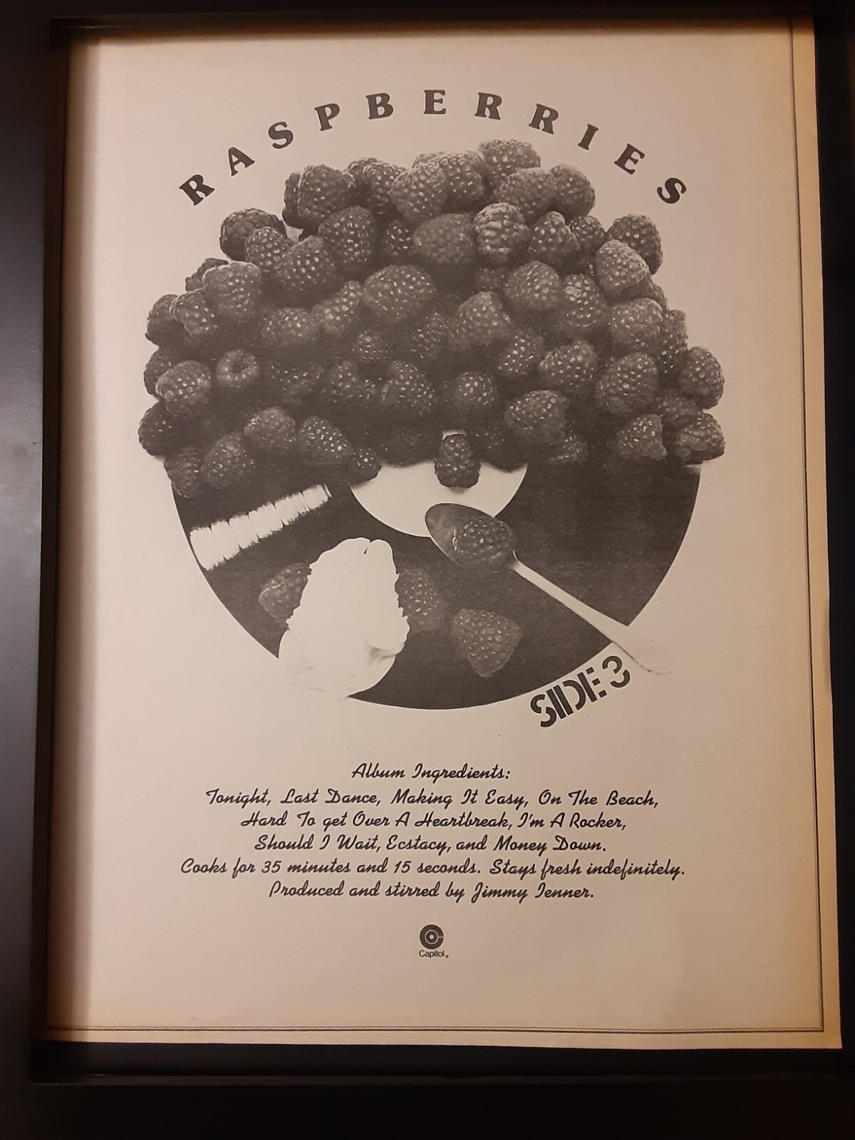 The Raspberries Side 3 Rare Original Promo Poster Ad Framed! Eric ...