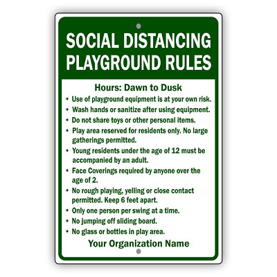 Social Distancing Playground Rules Customized Notice Novelty Aluminum ...