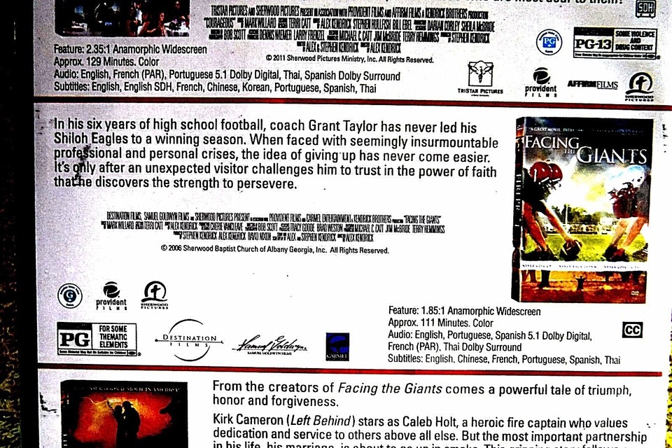 NEW/SEALED TRIPLE FEATURE: COURAGEOUS, FACING THE GIANTS, & FIREPROOF ...