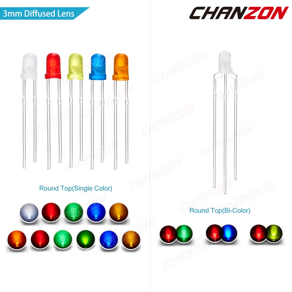 3mm 5mm 8mm 10mm Led Diode Piranha Bicolor Tricolor Clear Diffused Kit ...