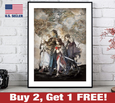 Octopath Traveler Poster 18" x 24" Print Game Room Wall Art Square Enix ...