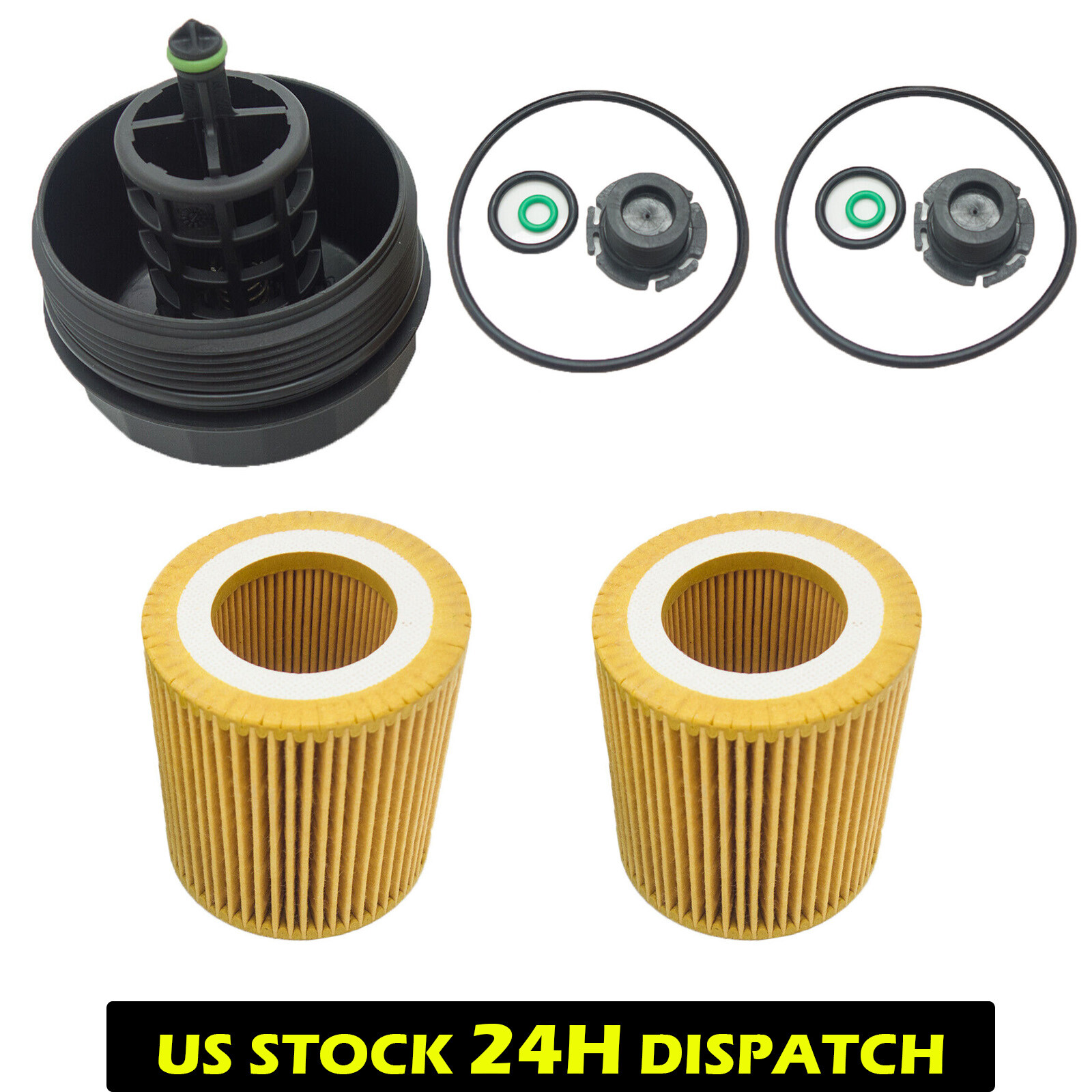 2Pcs Oil Filter & Oil Pan Plug Oil Filter Housing Cover Cap For BMW ...