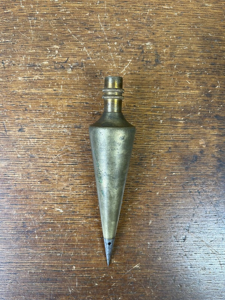 Vintage Dietzgen #14 Spike Style Brass Plumb Bob w/Stainless Steel Tip ...