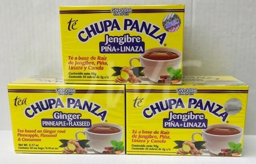 3 Pack TEA CHUPA PANZA TE GINGER PINA LINAZA CANELA 90 Day Supply DETOX ...