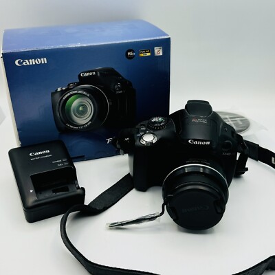 Canon PowerShot SX40 HS 12.1MP HD 1080p Camera Flip Screen W/ Box ...