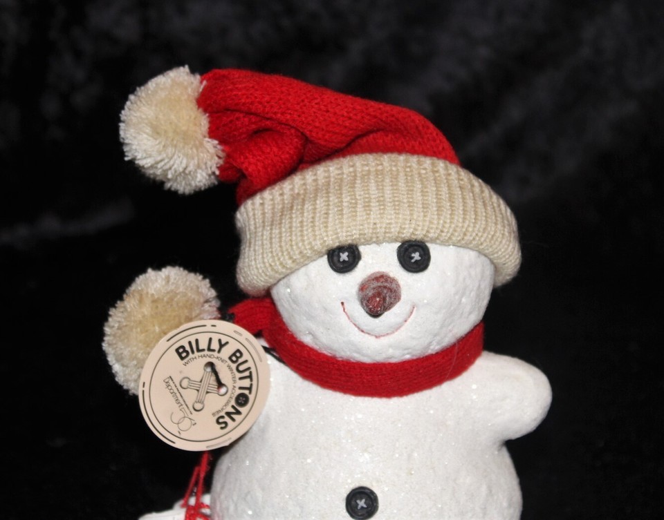 Dept. 56 Billy Buttons Snowman Ice Skates Figurine Red Knit Hat Scarf 7 ...