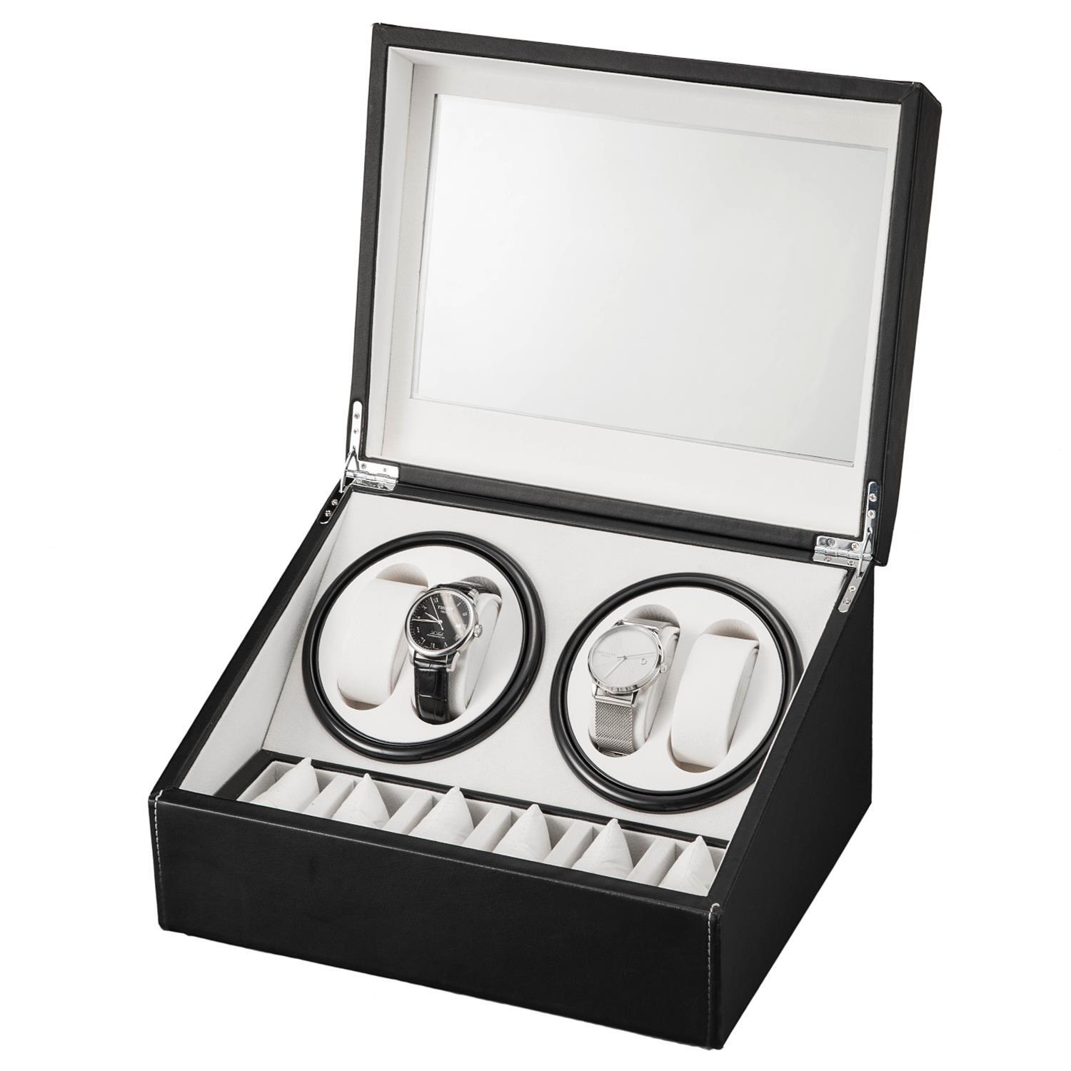Leather Watch Winder Storage Auto Display Box 4+6 Automatic Rotation | eBay