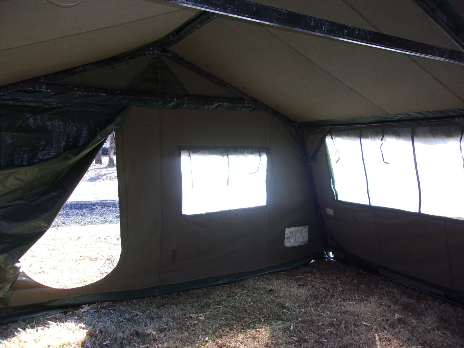 MILITARY 16x16 FRAME TENT CAMPING HUNTING REGULAR CANVAS WITH STOVE ...