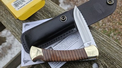 Custom Buck 110 Drop Point Stacked Leather, Filework Knife | eBay