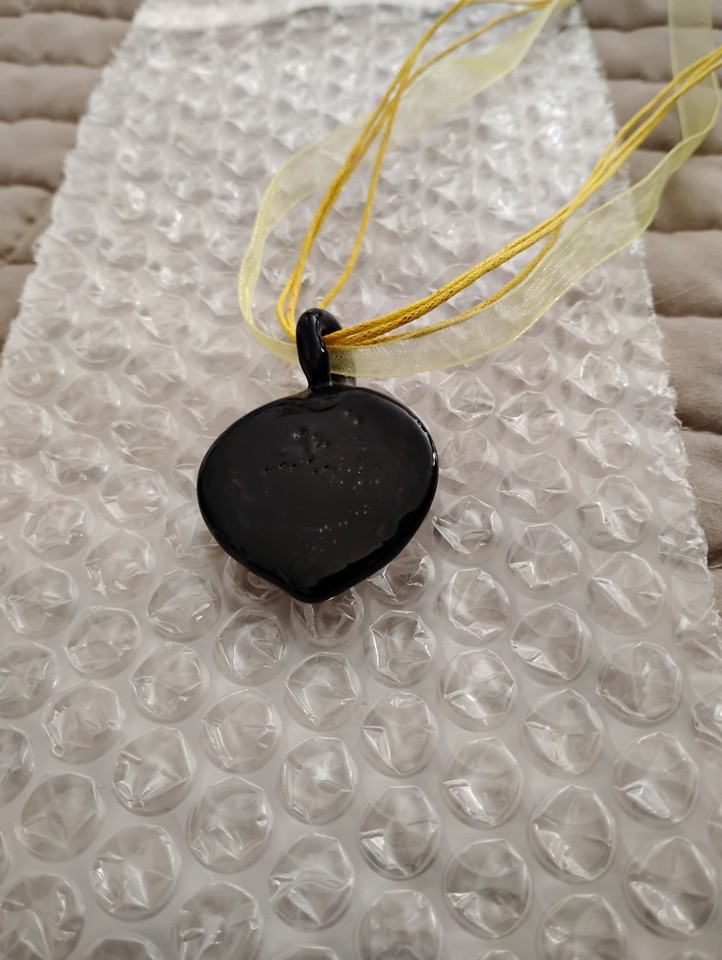 Hand Blown Murano Style Glass,yellow Flower Pendant Necklace Heart ...