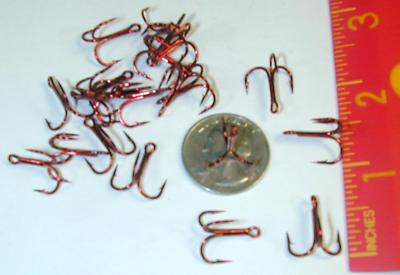50 Red Treble Hooks 2X strong size #8 Round Bend lures bait Stinger ...