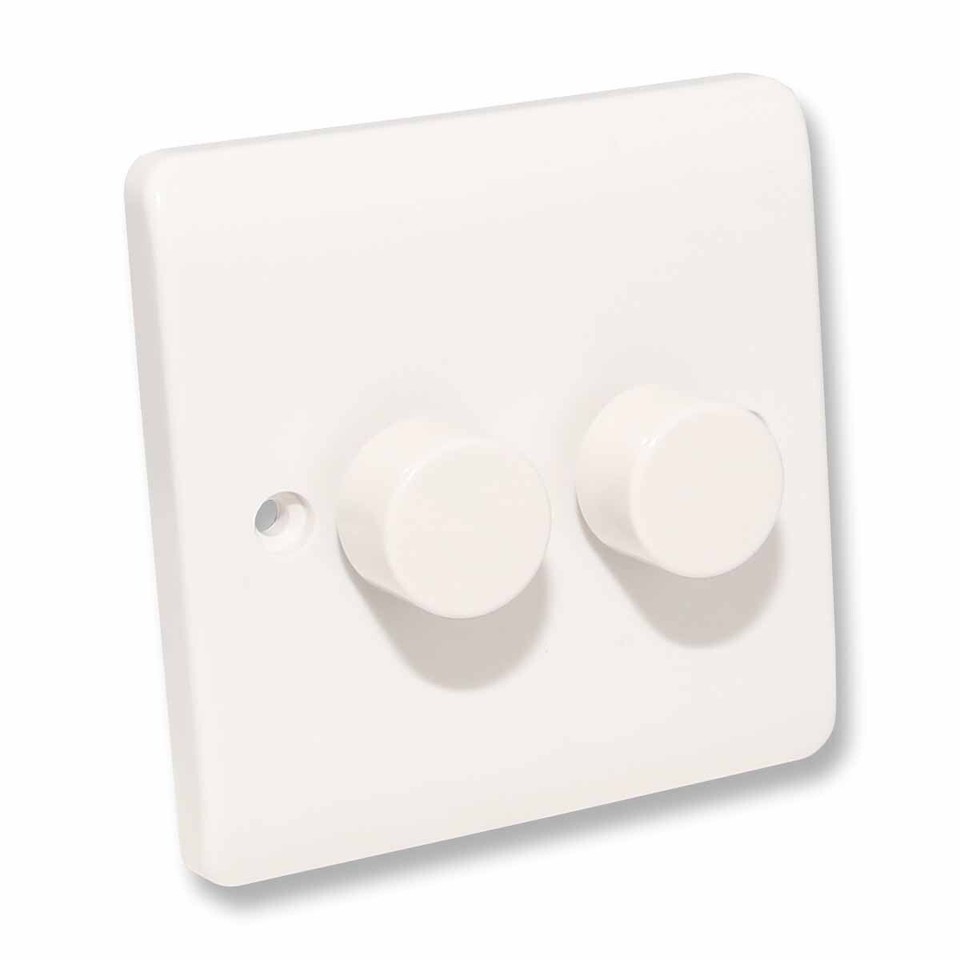 LED Dimmer Double Light Switch for Dimmable lighting White 3W to 250W ...