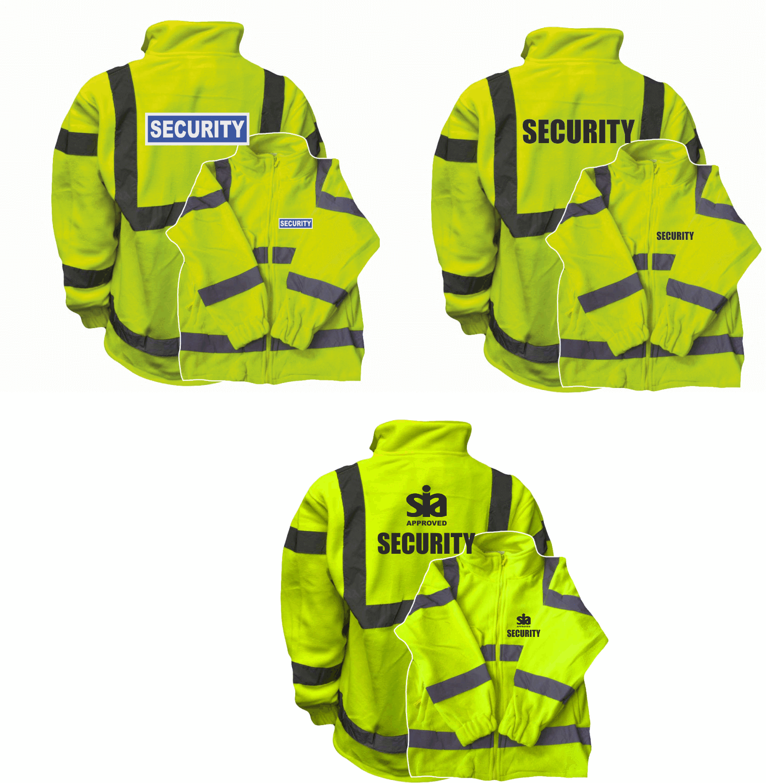 SECURITY, REFLECTIVE SECURITY, SECURITY SIA APPROVED HI VIS YELLOW ...