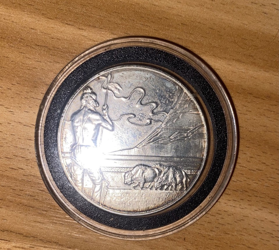 1973 Montana Native Americans STATE Indians Bison Buffalo 925 Silver ...