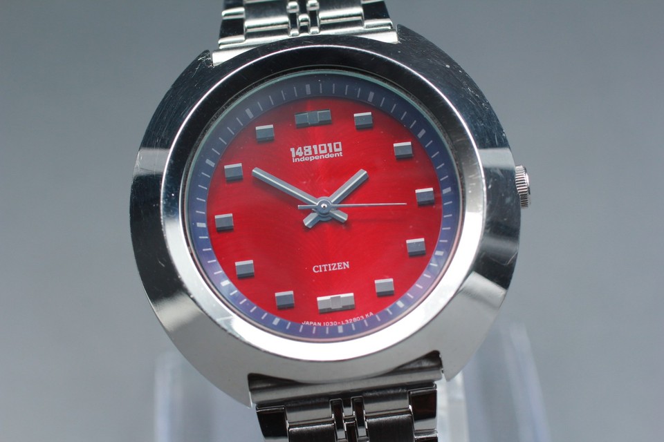 Vintage 1986 N MINT CITIZEN 1481010 1030-L 16266 Qz Red Dial Men Watch ...