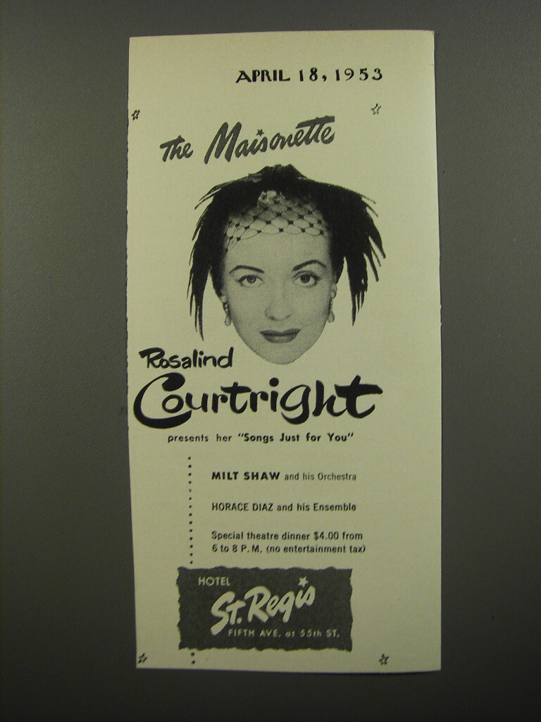 1953 Hotel St. Regis Ad - The Maisonette Rosalind Courtright | eBay
